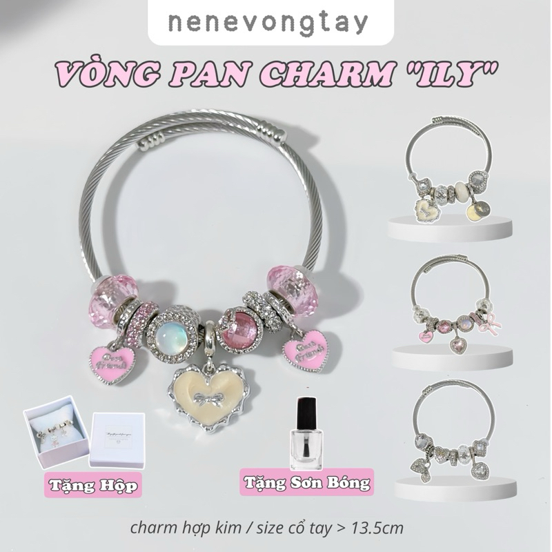 [TẶNG HỘP+Sơn] BST vòng tay Pan Charm ILY - charm hợp kim xinh xắn ...