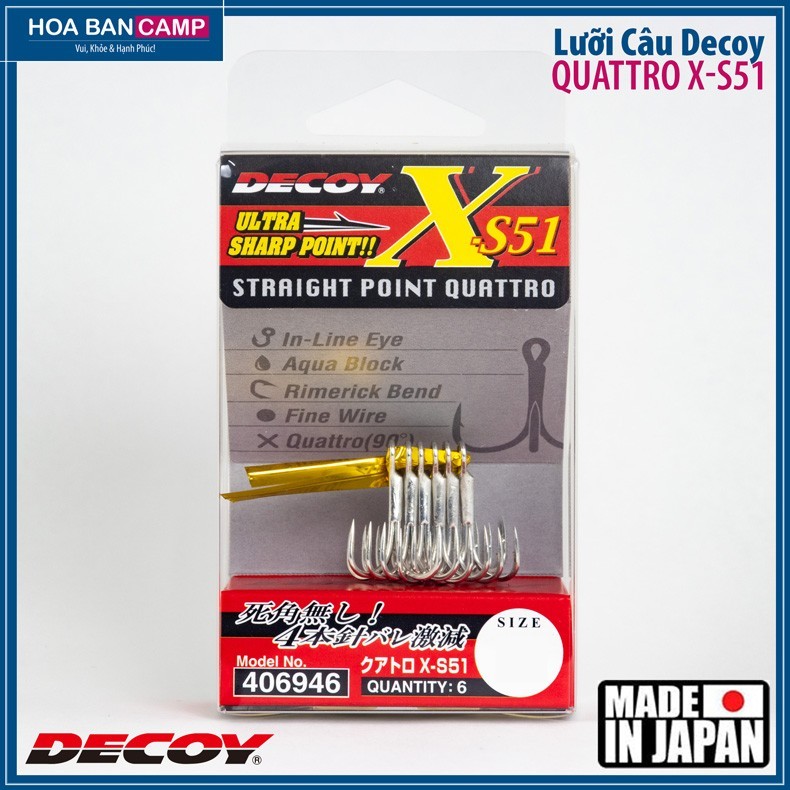 Lưỡi Câu Decoy Quattro X-S51 | 6 Lưỡi/ Hộp - Made in Japan | Shopee Việt Nam