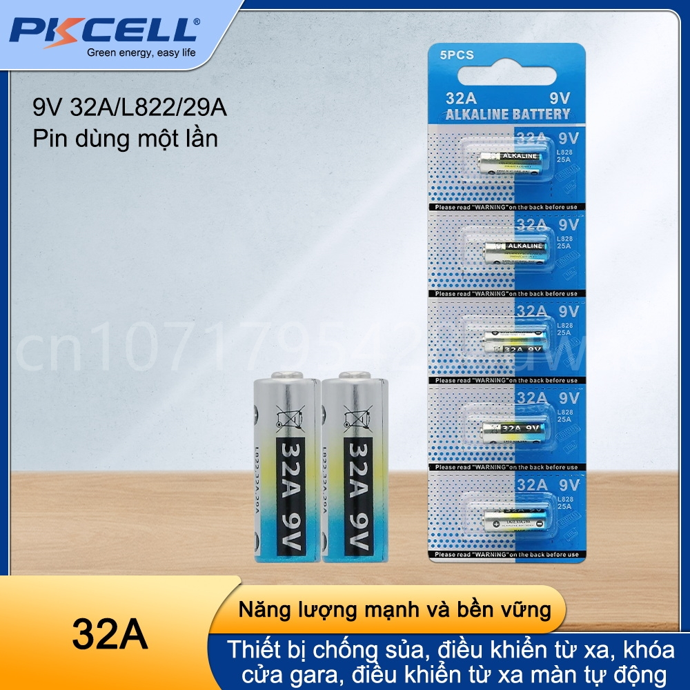 Pin 9V 29A 32A L822 Alkaline dùng cho Bộ nhấp nháy, cửa điện, chuông điều khiển từ xa, vân vân ...