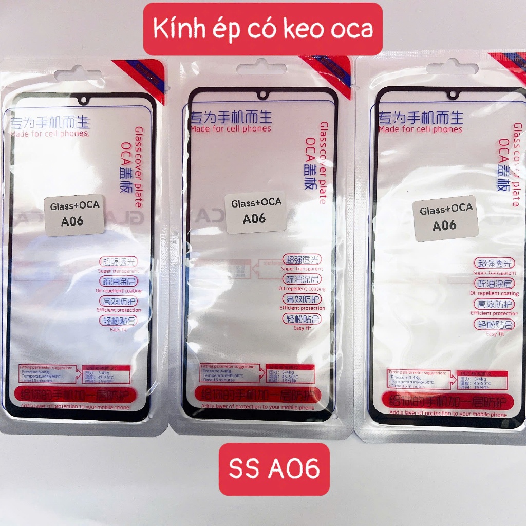 Kính samsung a06, kính ép màn hình có keo oca sam sung a065, kính ép ...