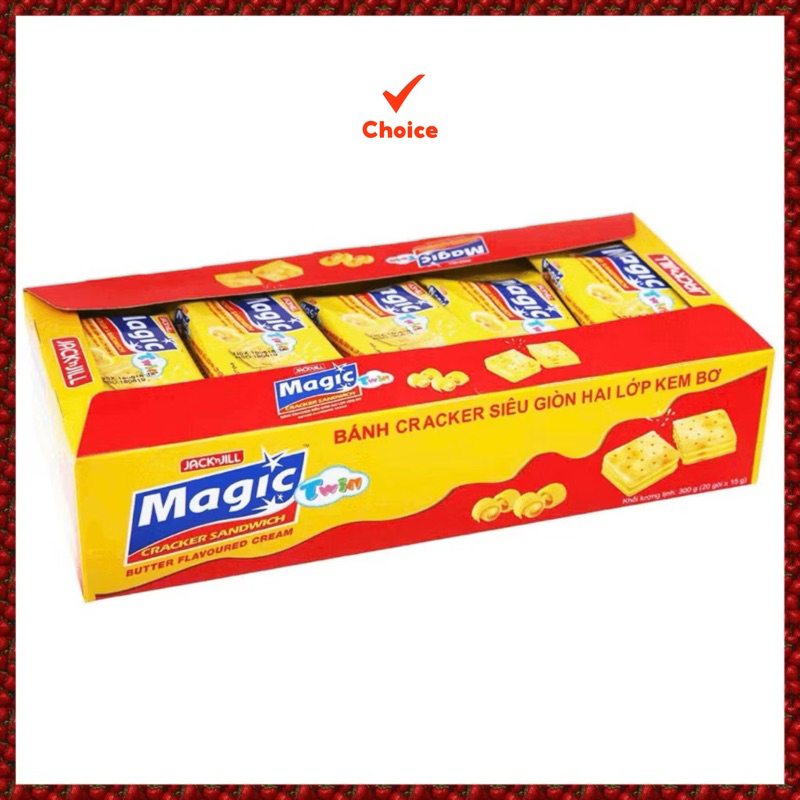 Bánh Magic Cracker Siêu Giòn Hai Lớp Kem PhôMai 300g (Hộp 20 gói x15g) | Shopee Việt Nam