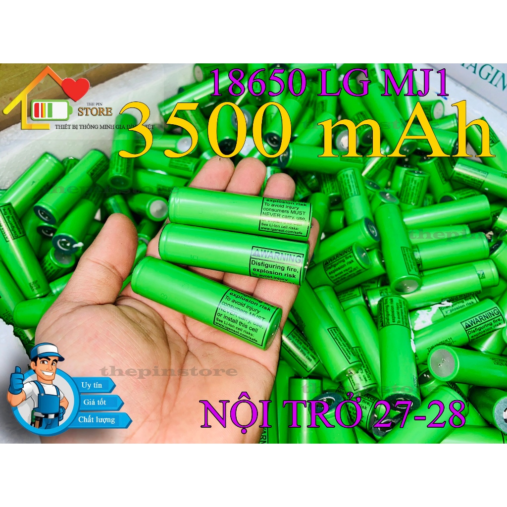 PIN 18650 LG MJ1 DUNG LƯỢNG 3500 MAH THÁO KHỐI CHƯA QUA SẠC XẢ NHƯ MỚI ...