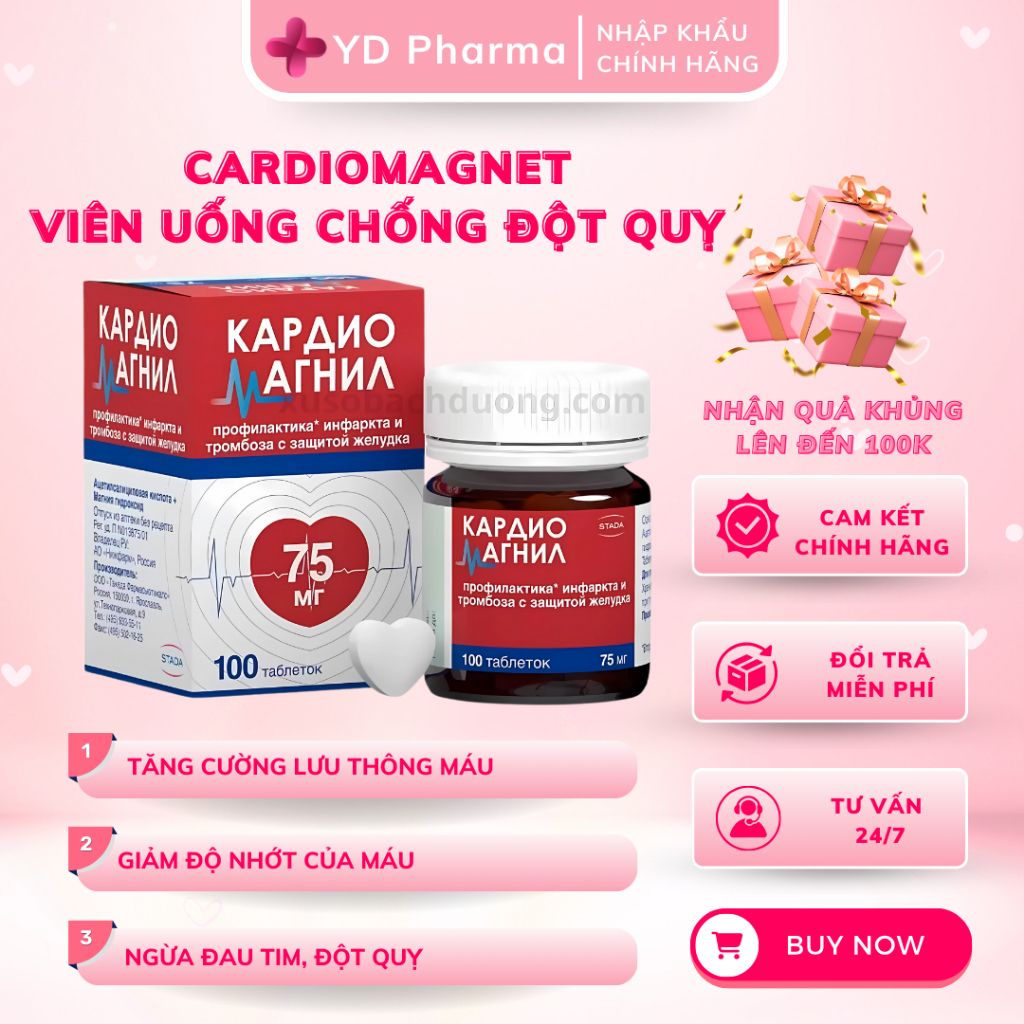 Viên Uống Chống Đột Quỵ NGA CARDIOMAGNYL 100 Viên| YD Pharma | Shopee ...