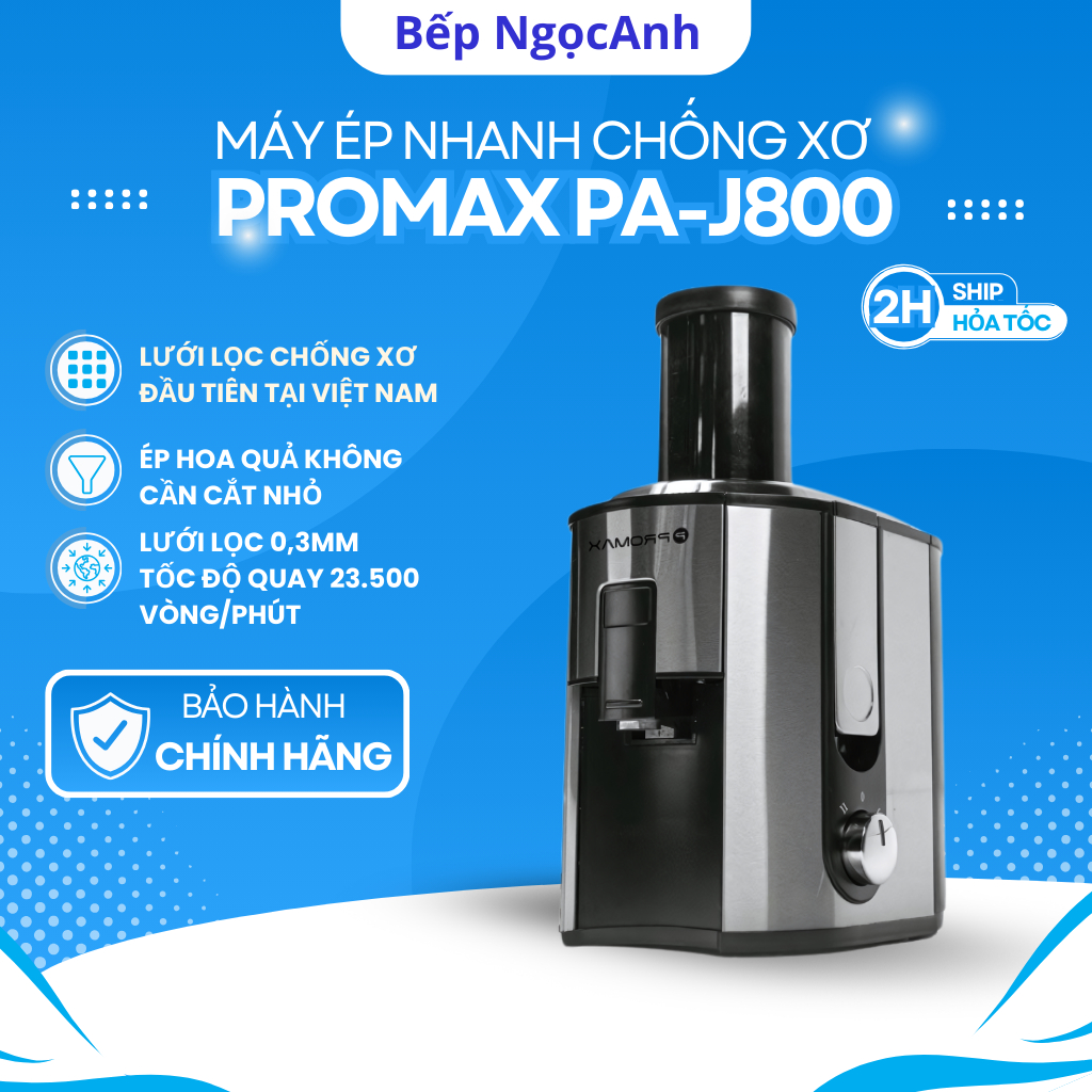 Máy ép nhanh chống xơ PROMAX PA-J800 giữ trọn vitamin hoa quả trái cây ...
