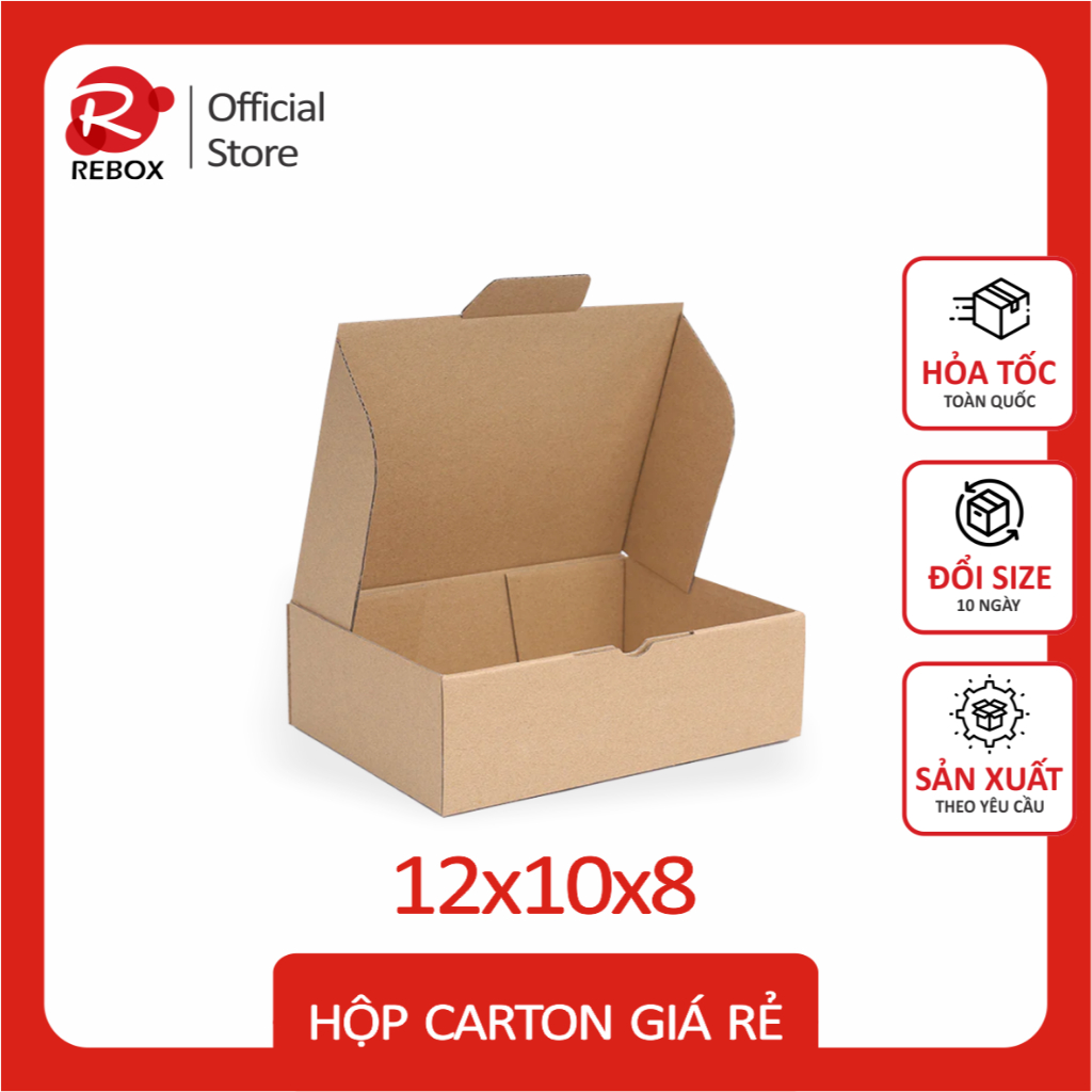 Hộp carton nắp gài trước 12x10x8 cm - 25 hộp carton đóng hàng, hộp gói ...