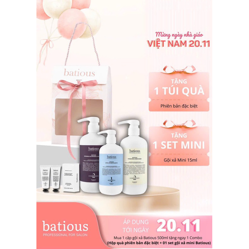 Dầu gội xả phục hồi, dưỡng ẩm, tăng phồng Batious 500ML | Shopee Việt Nam