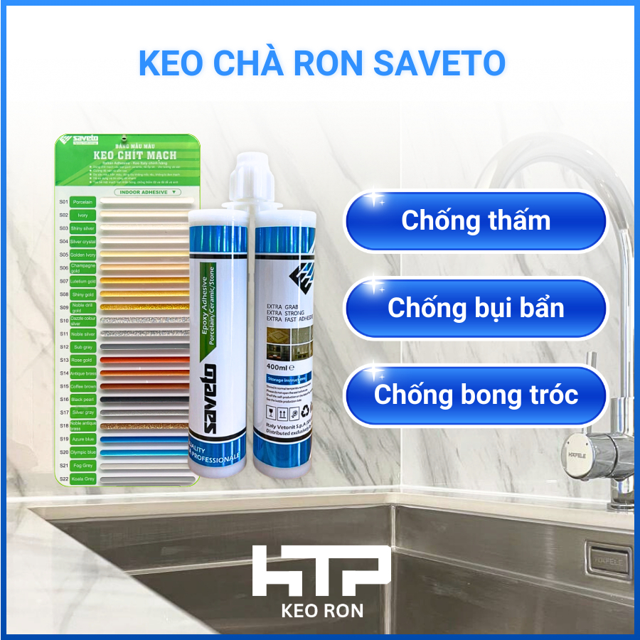 Keo chà ron chống thấm, chống bám bẩn Saveto Epoxy 400ml dùng trong nhà ...