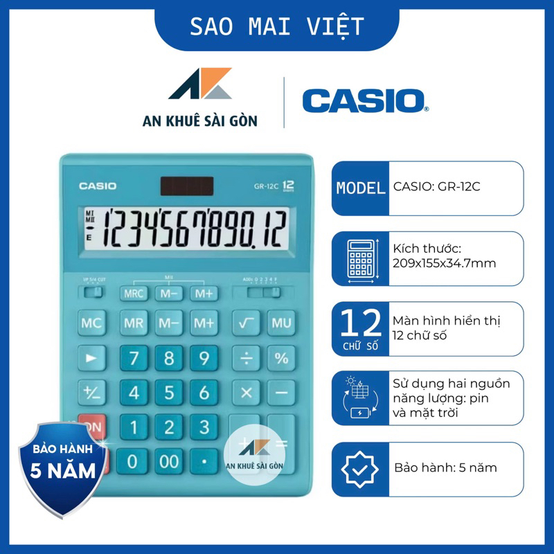 [Chính Hãng] Máy tính để bàn Casio GR-12C-LB loại lớn dùng cho cửa hàng ...