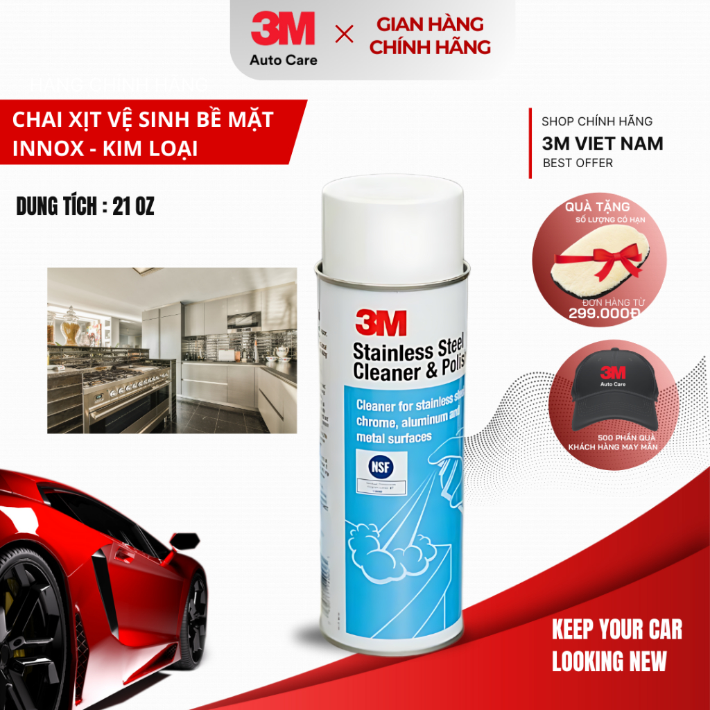 [SSPIC199K - GIẢM 10% ]CHAI TẨY SẠCH VÀ ĐÁNH BÓNG INOX 3M STAINLESS ...