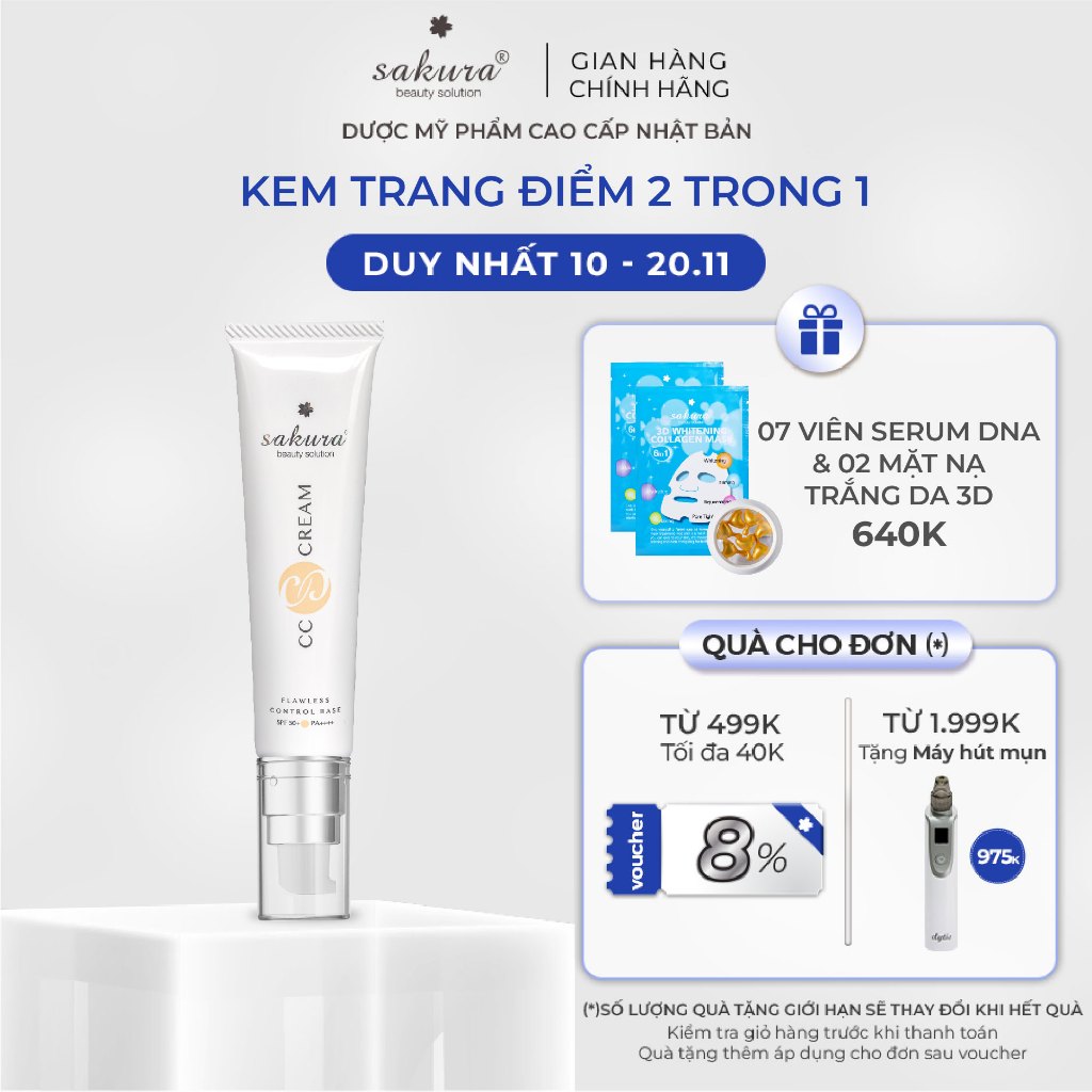 Kem trang điểm, chống nắng đa năng Sakura CC Cream Flawless Control ...