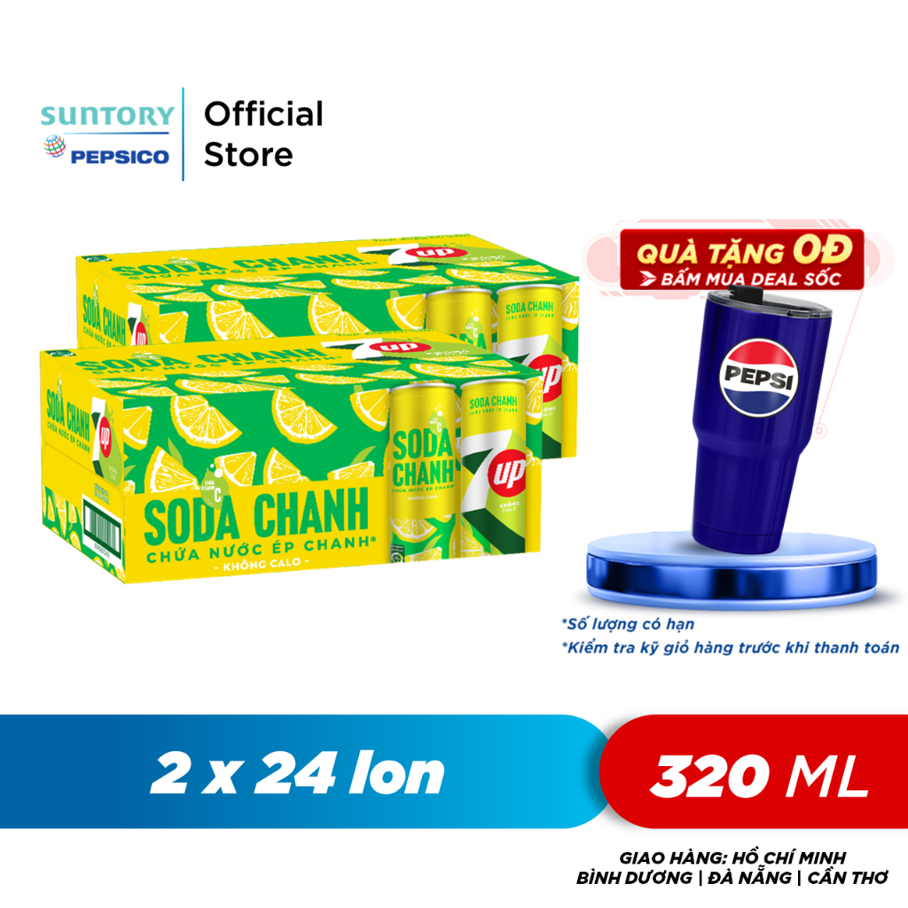 Combo 2 Thùng 24 Lon Nước Uống Có Gaz 7UP Soda Chanh Không Calo (320ml ...
