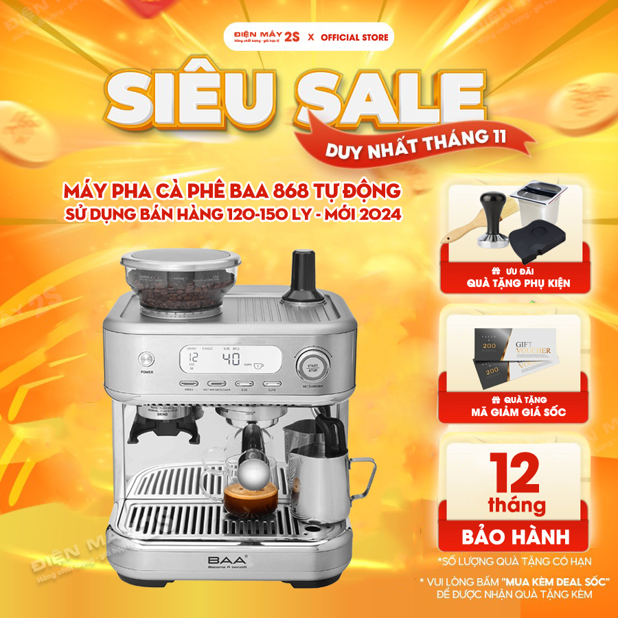 [HCM-Hàng sẵn] Máy Pha Cafe, Máy Pha Cà Phê BAA 868 Tự Động, BAA 969 ...