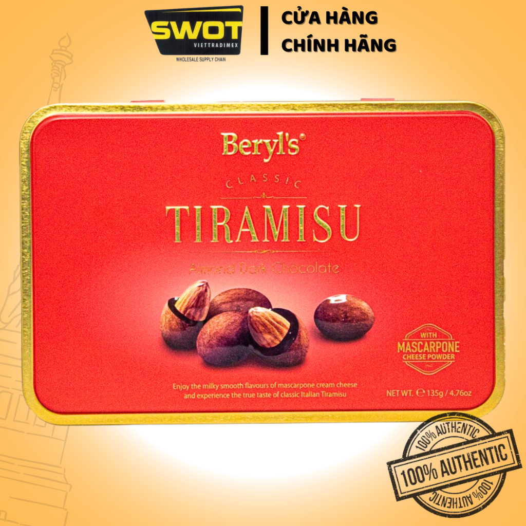 Socola Beryl's Tiramisu Almond Dark Chocolate, Socola nhập khẩu cao cấp ...