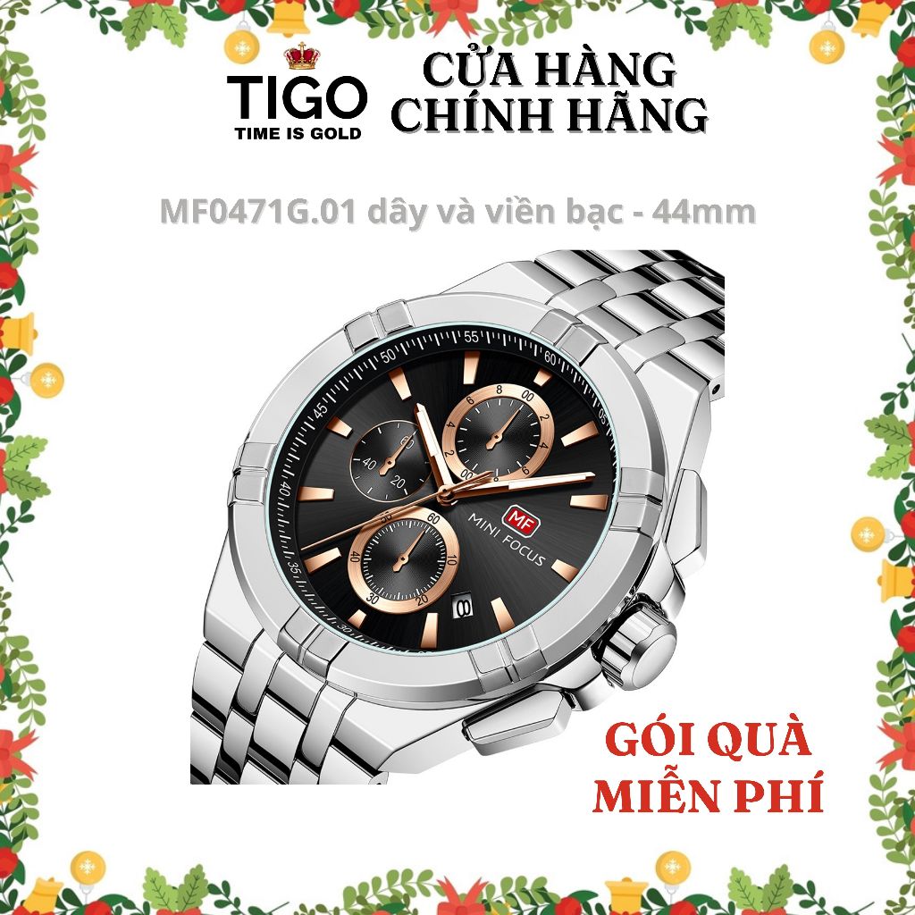 Đồng Hồ Nam MINI FOCUS MF0471G.01 Dây Thép Bạc Viền Bạc Thép Không Gỉ Mặt Tròn 44mm | Shopee ...