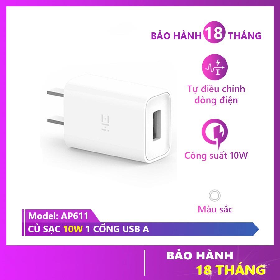 Củ Sạc ZMI AP611 5V 2A, 1 Cổng USB A | Bảo Hành 18 Tháng | Shopee Việt Nam