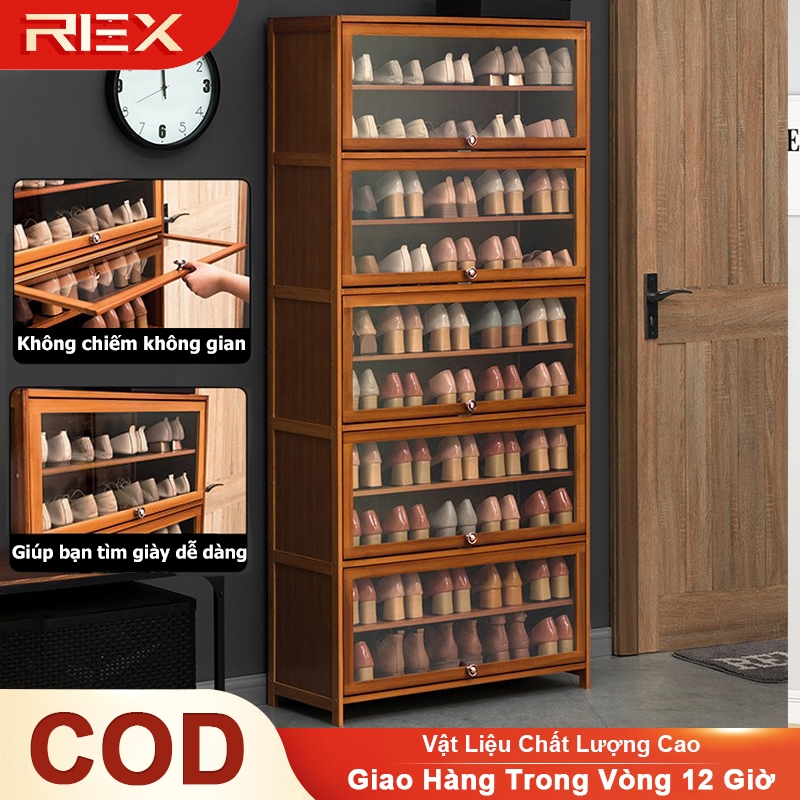 REX Tủ giày gỗ tự nhiên tủ giày đa năng nhiều tầng dễ lắp ráp giá để ...