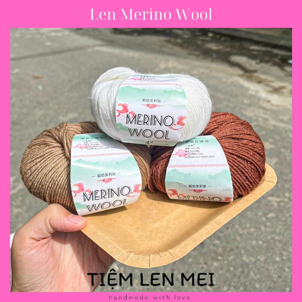 🌸 Len Merino Wool - Cuộn 50 Gram - Đan móc áo,khăn,mũ 🌸 | Shopee Việt Nam