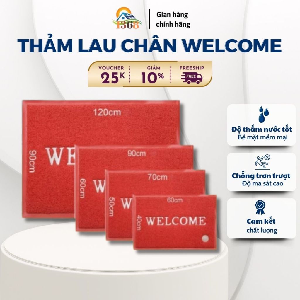Thảm nhựa, Thảm rối Welcome 3A chùi chân, chùi bụi, chống trơn trượt ...