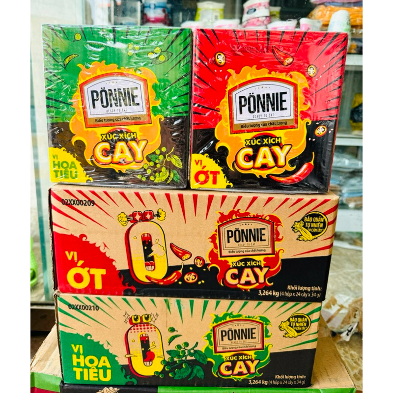 XÚC XÍCH PONNIE HOT DOG GIÒN CAY VỊ ỚT/ VỊ HOA TIÊU (24 cây x 34g) | Shopee Việt Nam