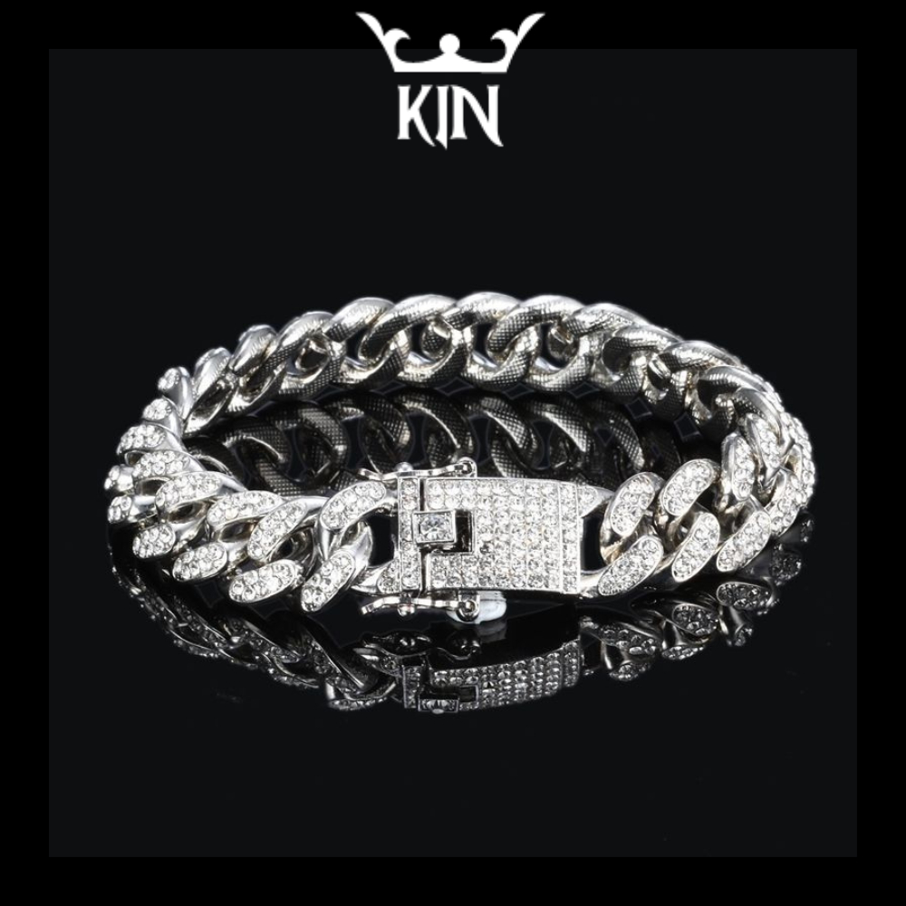 Lắc Tay Nam CUBAN Vòng Tay Titan Đính Đá Zircon Lấp Lánh Thời Trang Cá ...