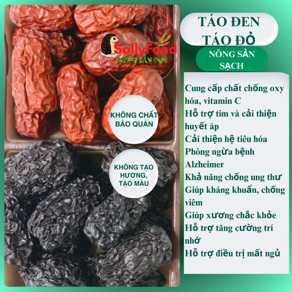 Táo Đỏ Không Hạt SallyFood 1kg Táo Tàu Đen Táo Cắt Thái Lát Sấy Nhập ...