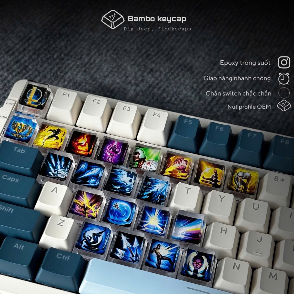 Keycap skill lol bộ phím cơ gắn nút skill lol, Keycap Liên Minh huyền ...