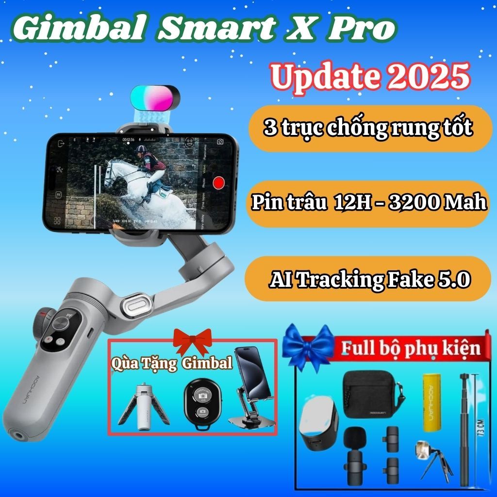 Gimbal chống rung điện thoại AOCHUAN Smart X Pro, Tay cầm chống rung, Gymbal điện thȯại cao cấp ...