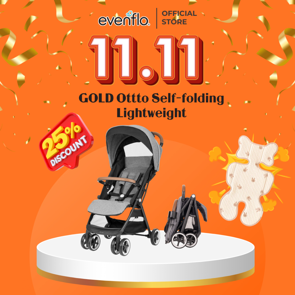 Xe đẩy tự gấp gọn Evenflo GOLD Otto Self-Folding Lightweight tích hợp ...