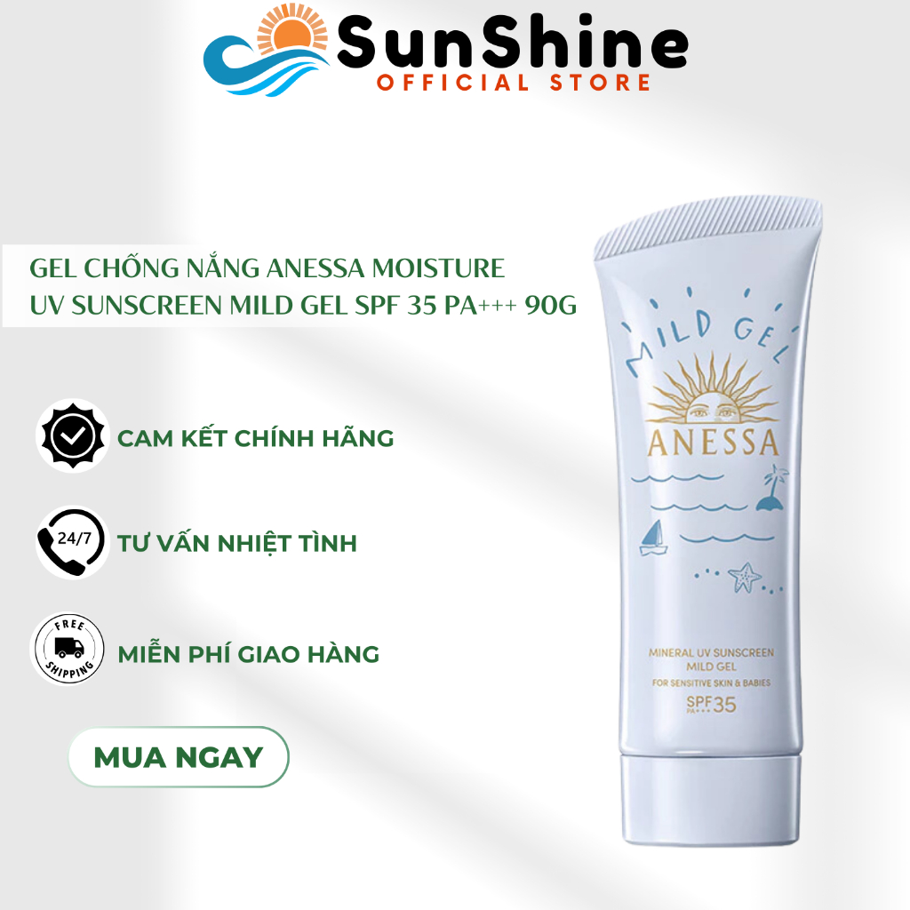 Gel Chống Nắng Cho Da Nhạy Cảm Anessa Moisture Uv Sunscreen Mild Gel 90G | Shopee Việt Nam