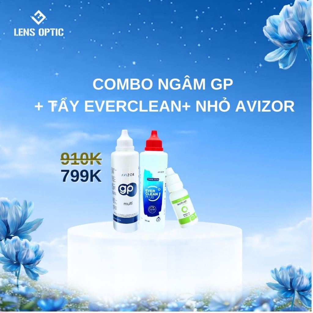 Combo NGÂM rửa kính áp tròng cứng Avizor GP Multi (240ml) + TẨY lens ...