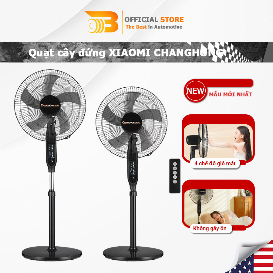 Quạt cây đứng quạt điện ChangHong CFS16 5 cánh kèm điều khiển từ xa với ...