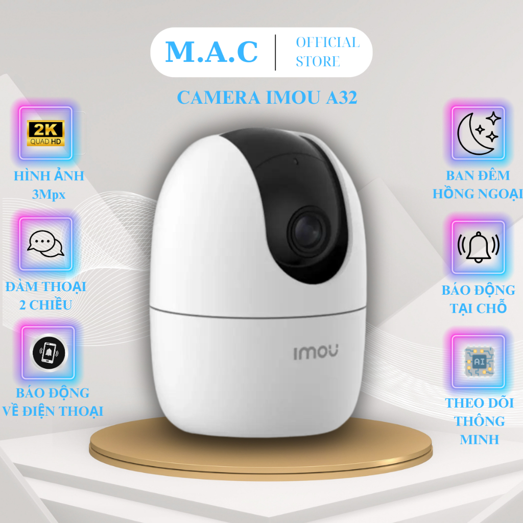 Camera Imou A32,camera wifi trong nhà Độ Phân Giải 3mp, Xoay 360 Độ ...