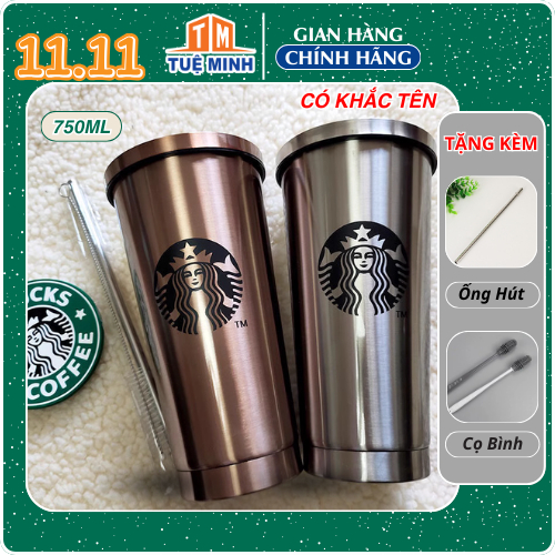 Ly Giữ Nhiệt Starbucks 500/750ml Inox 304 Kèm Ống Hút Inox, Bình Giữ ...