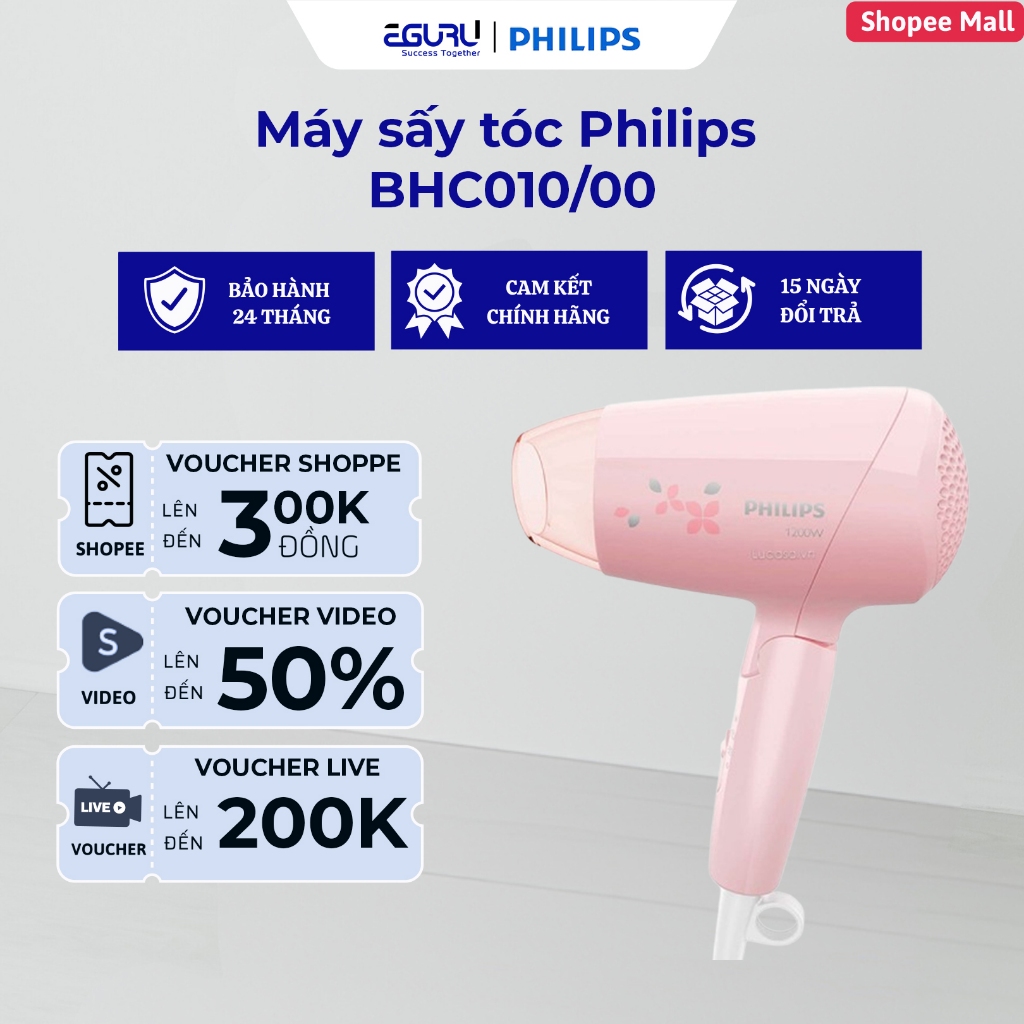 Máy sấy tóc Philips BHC010/00 (Màu Đen), Chăm Sóc Tóc Hư Tổn - Hàng ...