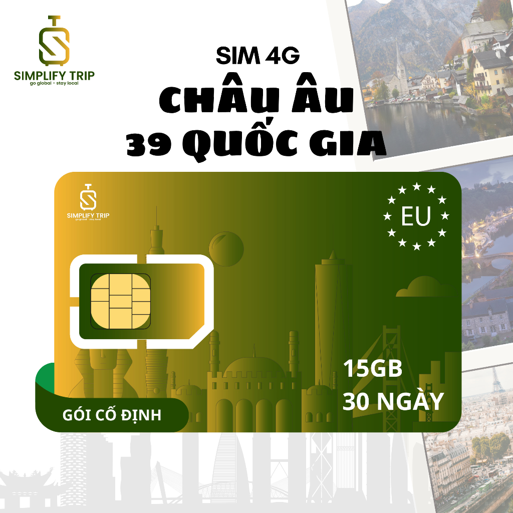 SIMPLIFY TRIP - SIM du lịch châu Âu (39 nước) 4G, bao gồm Nga, chỉ có data - Gói cố định (30 ...