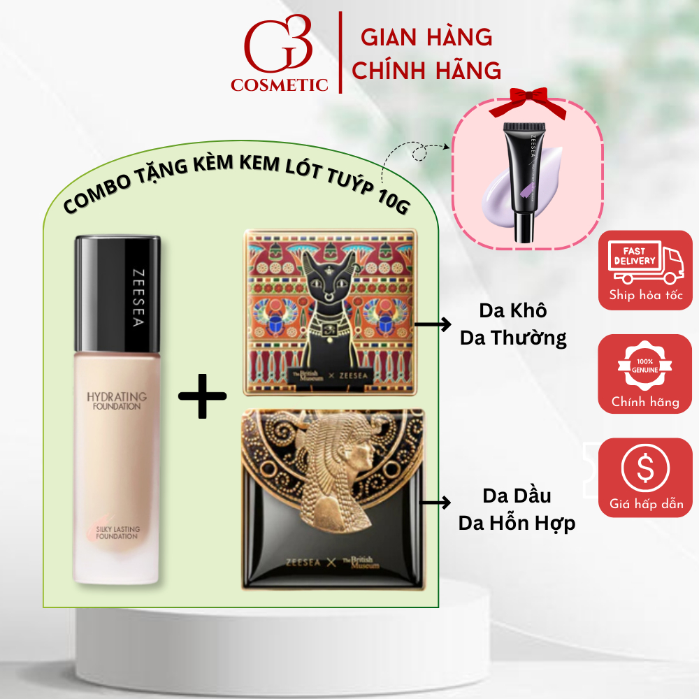 Combo kem nền và phấn phủ kiềm dầu ZEESEA tặng kèm kem lót tuýp 10g G3COSMETICS | Shopee Việt Nam