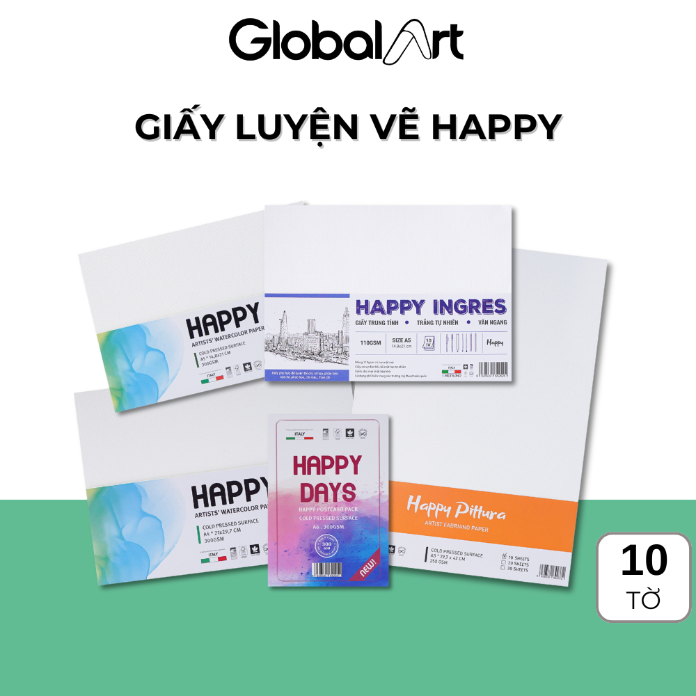 Giấy Vẽ Happy A4 A5 A6 110gsm 250gsm 300gsm Giấy Vẽ Màu Nước Màu Chì ...