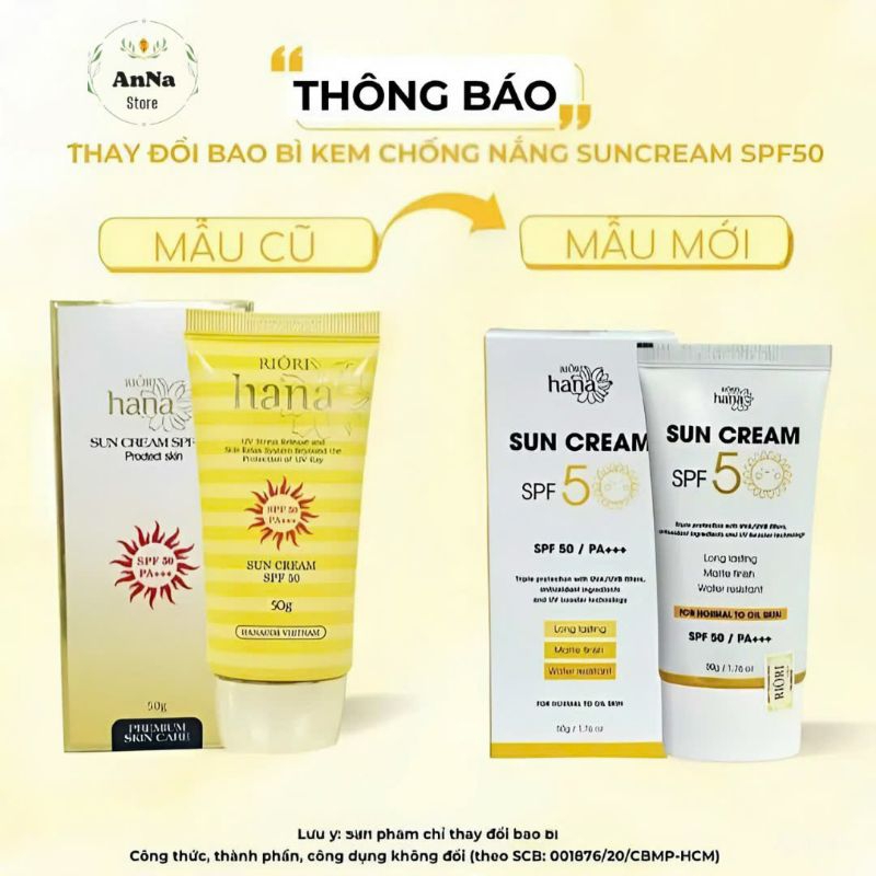 Kem chống nắng cao cấp Hàn Quốc RIORI HANA Sun Cream SPF 50 /PA+++ chống trôi nước 50g | Shopee ...