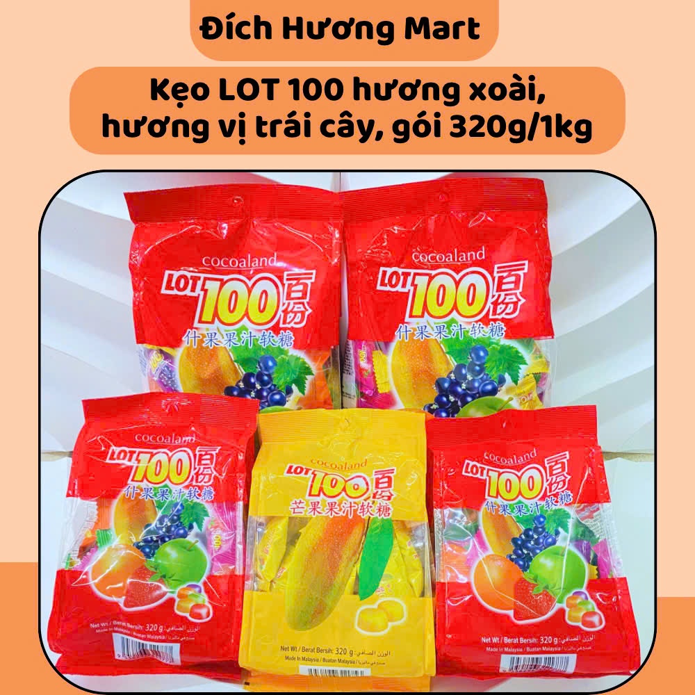Kẹo Lot100 nhập khẩu Malaysia - Kẹo dẻo lot100 hương xoài, hương vị trái cây các loại gói 320g ...