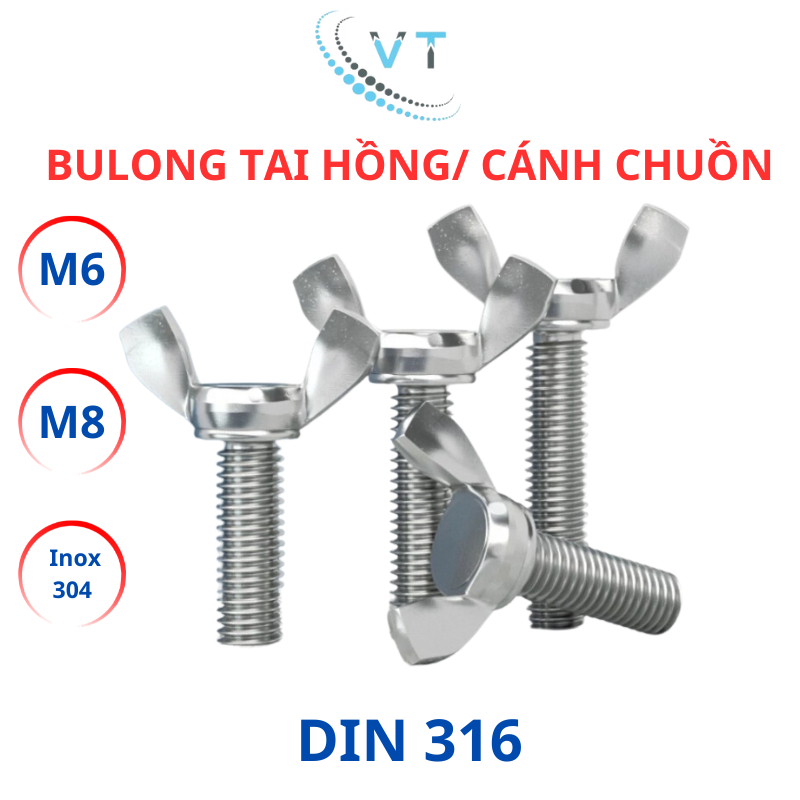 Bulong tai hồng cánh chuồn Inox 304 M6 M8 dài từ 15mm - 40mm | Shopee ...
