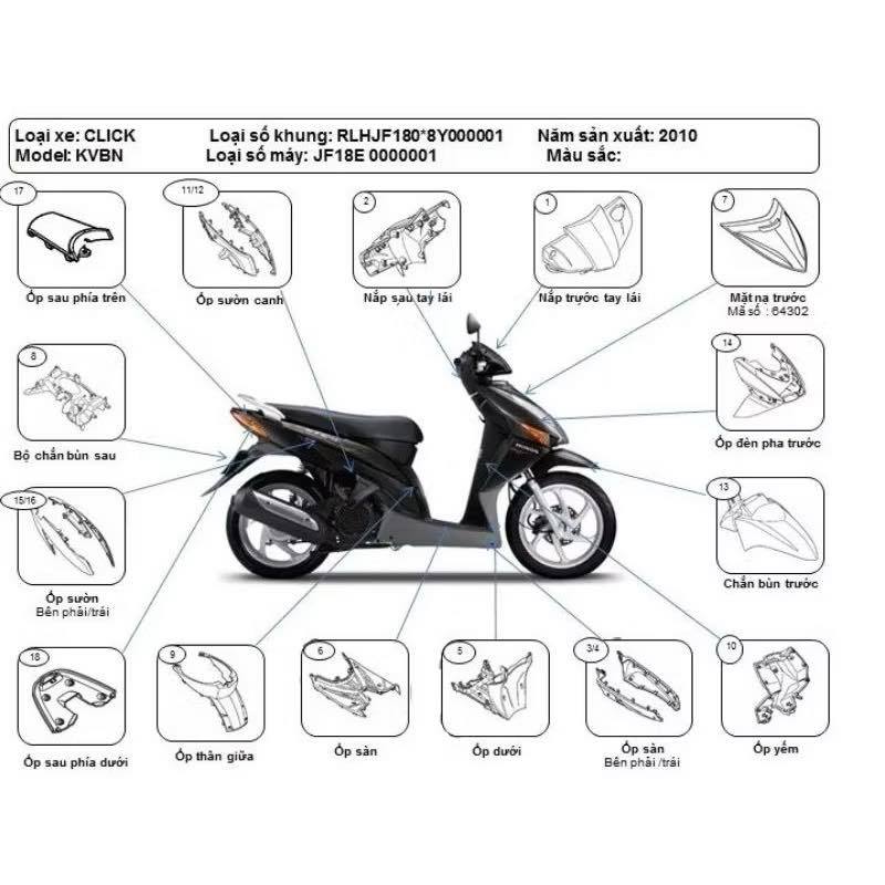 [CHÍNH HÃNG] Dàn Nhựa Nhám Click 110 (2007-2010) Hãng Honda | Shopee ...