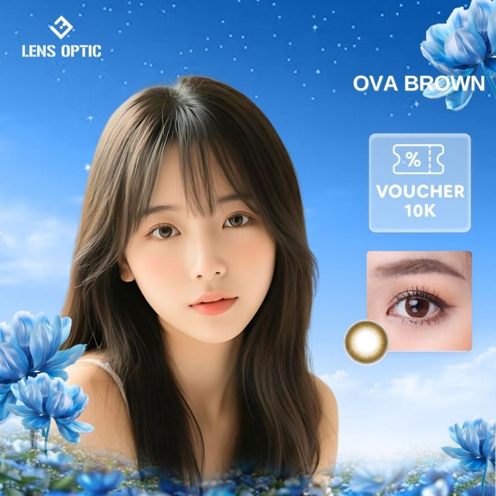 Lens Ova nâu tự nhiên có độ cận dùng 6 tháng, kính áp tròng có màu ...