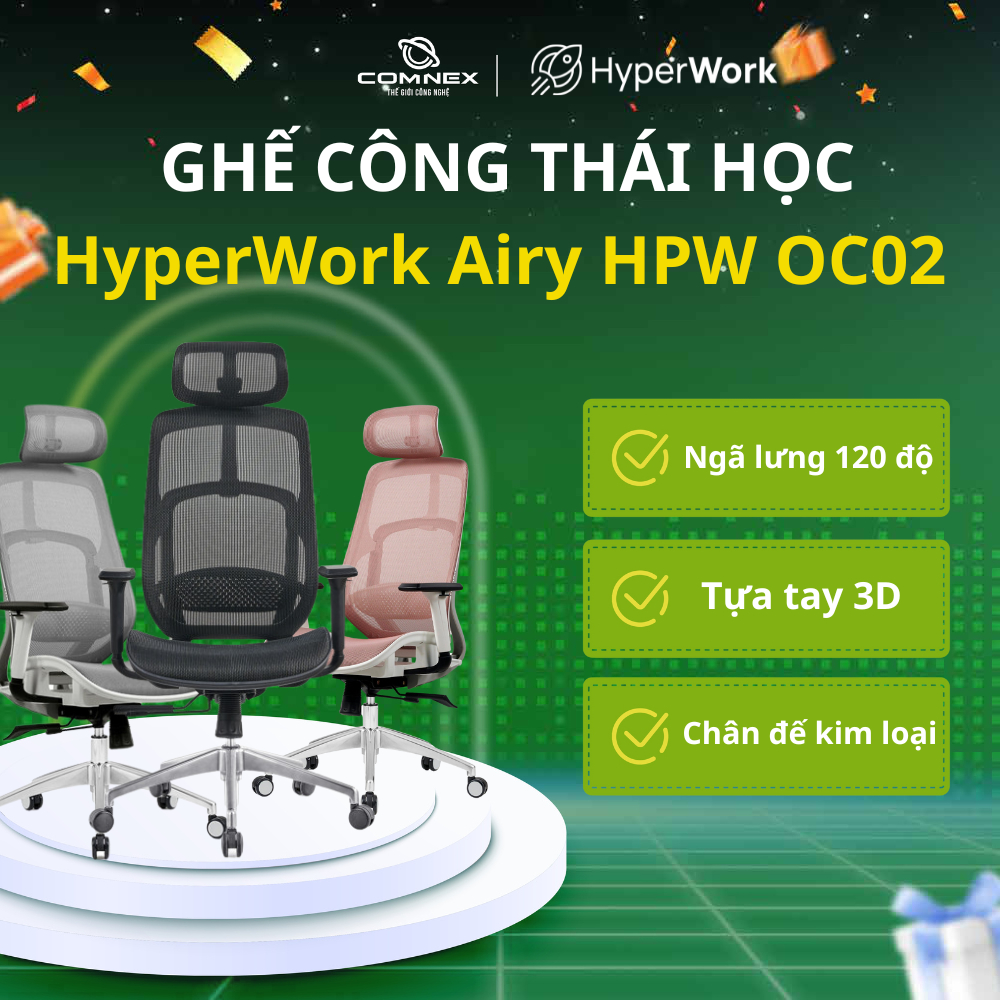 Ghế công thái học HyperWork Airy HPW OC02 (Đen/ Trắng/Hồng) - Hàng ...