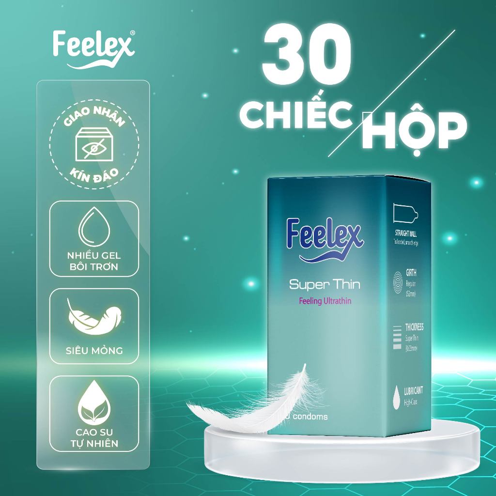 Bao cao su Feelex superthin siêu mỏng, nhiều gel bôi trơn, nhiều mùi ...