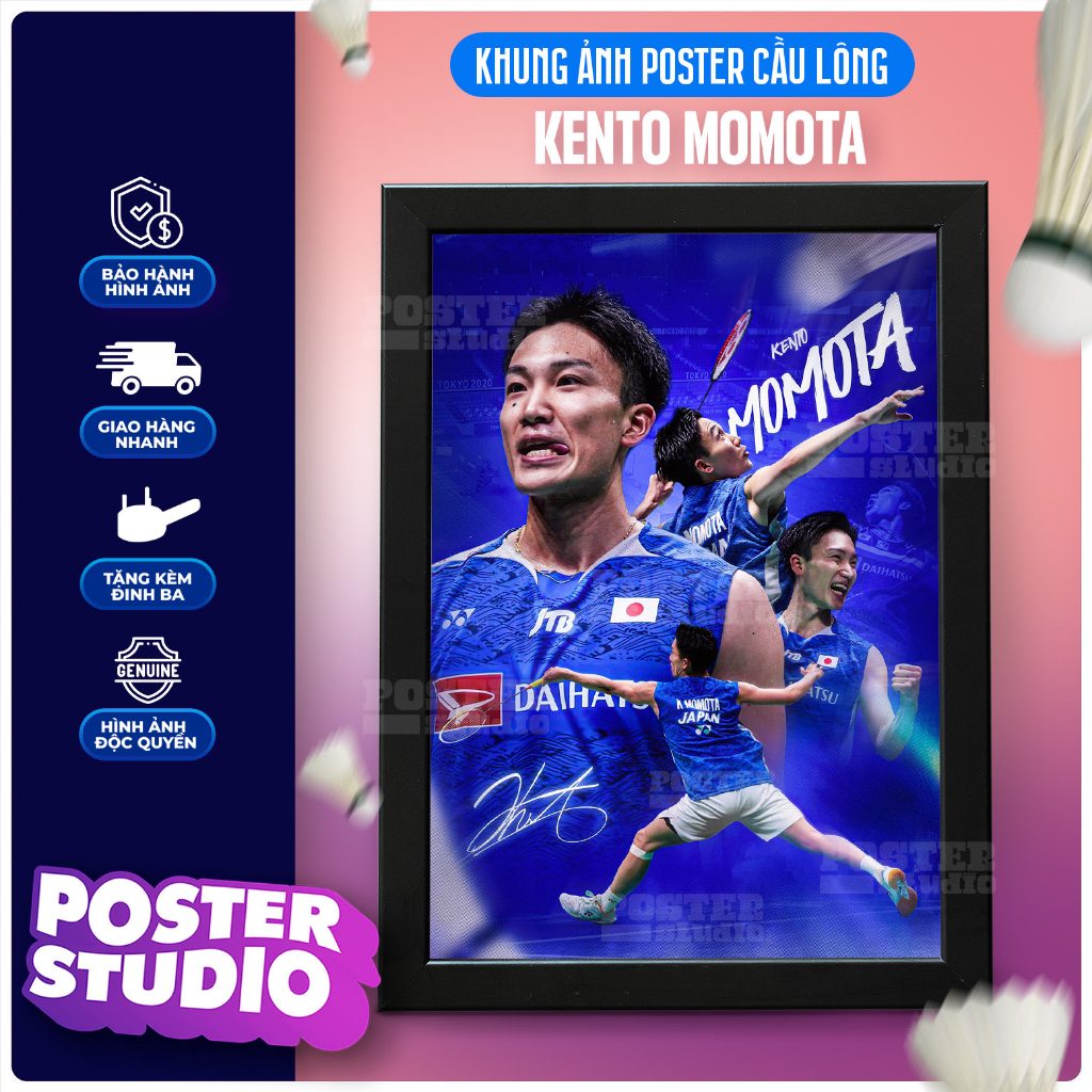 Khung ảnh poster CẦU LÔNG KENTO MOMOTA gồm 2 kích thước để bàn A5, treo tường A4 | Shopee Việt Nam