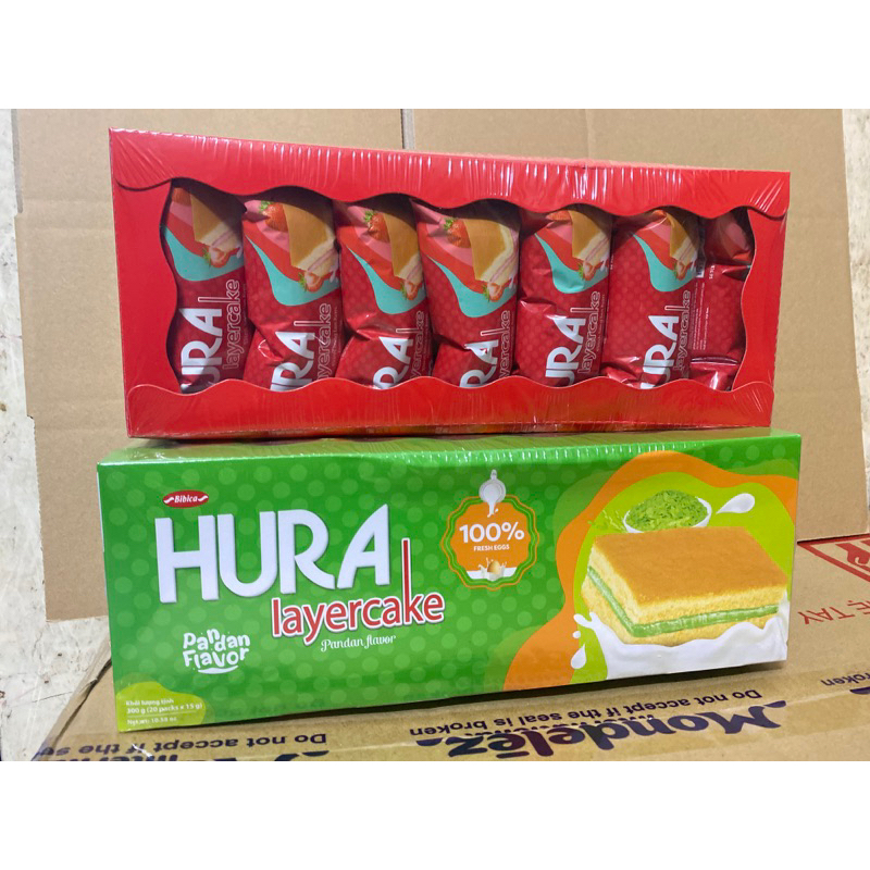 Bánh Bông Lan Hura Layer Cake Kem Cốm & Dâu Hộp 300g(20cái x15g) | Shopee Việt Nam