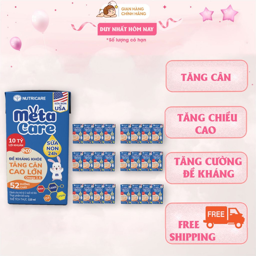 Thùng sữa bột pha sẵn Nutricare Metacare Eco xanh dạng nước loại 110ml x 48 hộp | Shopee Việt Nam