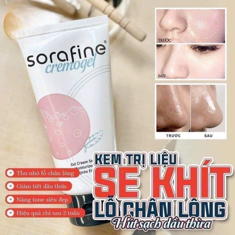 Kem dưỡng trị liệu hút dầu se khít lỗ chân lông Sorafine Cremogel ...
