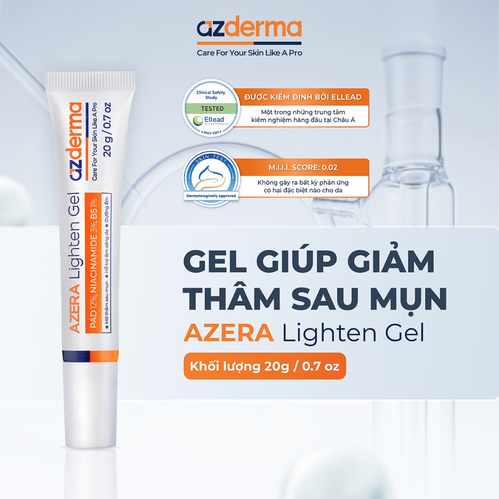 Azera Lighten Gel Azderma 20g -Gel giúp hỗ trợ giảm thâm mụn, hỗ trợ ...