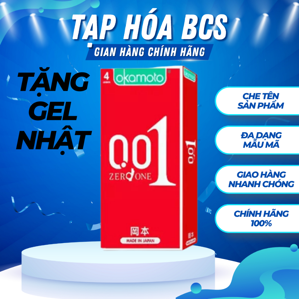 "Bao Cao Su Okamoto 0.01 - Mỏng Nhất Thế Giới Chỉ 0.01mm, Hộp 4 Chiếc Chính Hãng" | Shopee Việt Nam